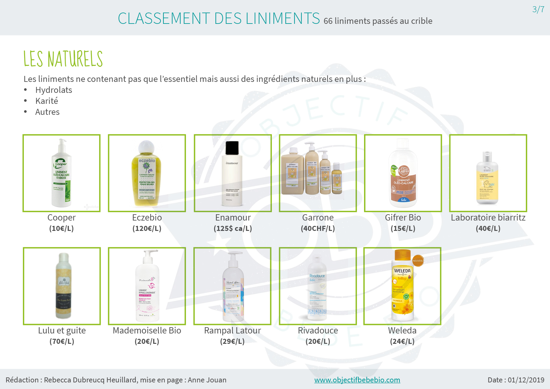 Liniment : Le classement d'OBB - Objectif Bébé Bio